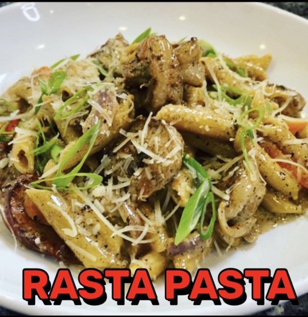 RASTA PASTA w/ JERK SHRIMP – Chris Bassett